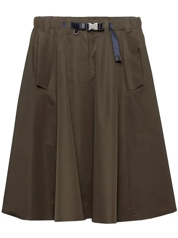 Prada Wide Technical Fabric Skirt - Green