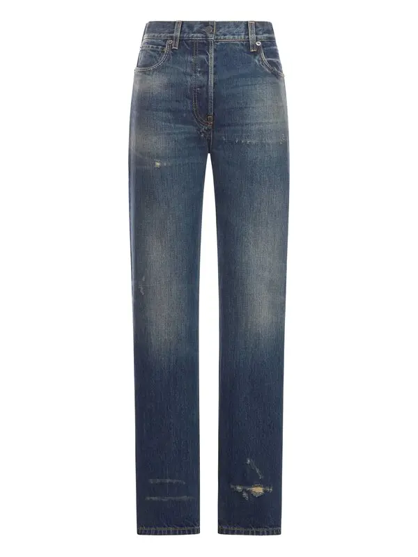 Prada Straight Leg Washed Denim Jeans - Blue