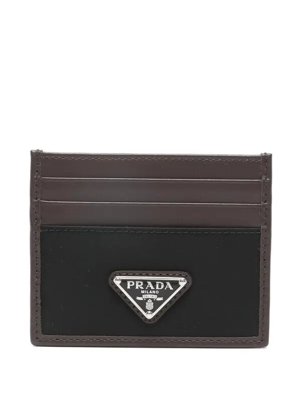 Prada Speedrock Card Holder In Re-nylon And Leather - Black