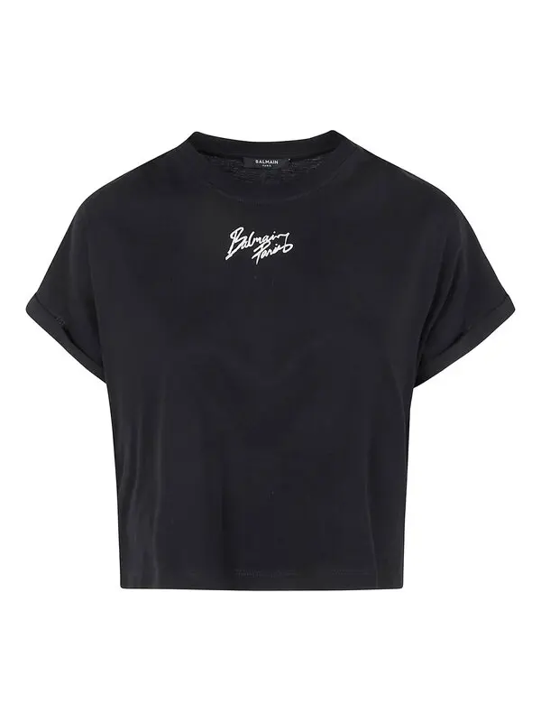 BALMAIN PARIS Cropped Ss T-shirt