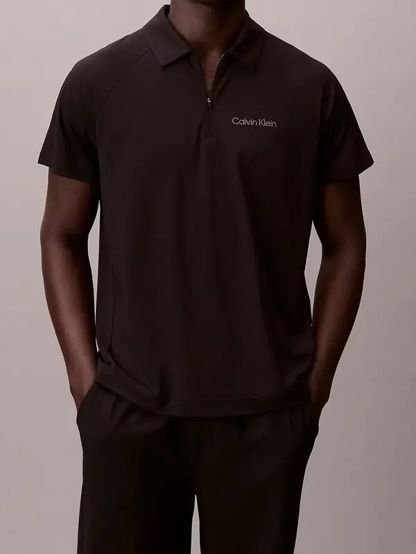 Calvin Klein Pique Zip Polo - Black