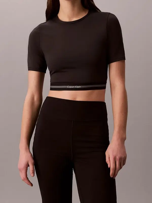 Calvin Klein Icon Sport Ss Tee With Wb Cropped T-shirt - Black