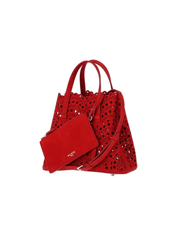 Alaïa Mina 20" Perforated Calfskin Tote Bag - Red