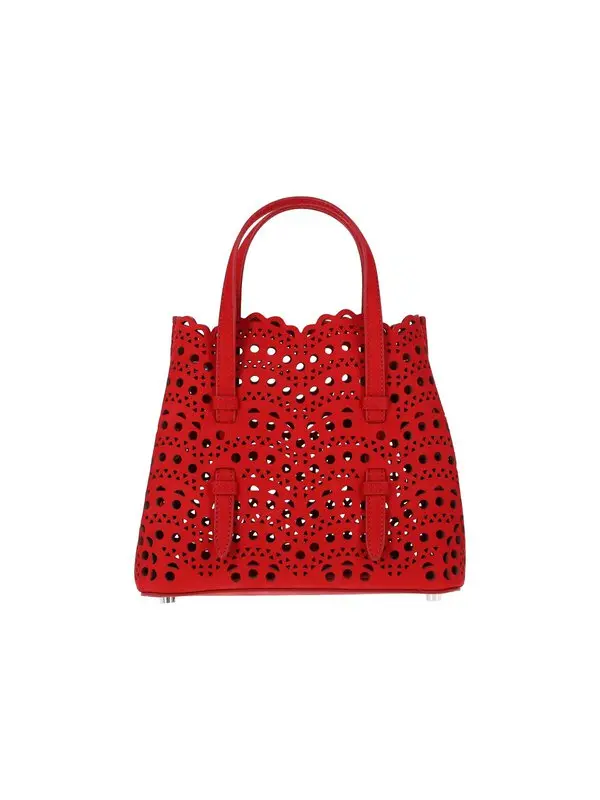 Alaïa Mina 20" Perforated Calfskin Tote Bag - Red