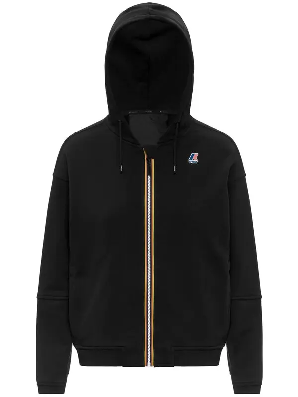 K-WAY Lara Poly Cotton Hooded Sweatshirt With Full Zip Closure - Black