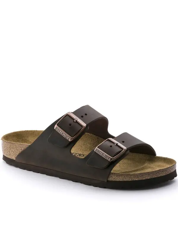 BIRKENSTOCK Arizona Oiled Nubuck Leather Sandals - Brown