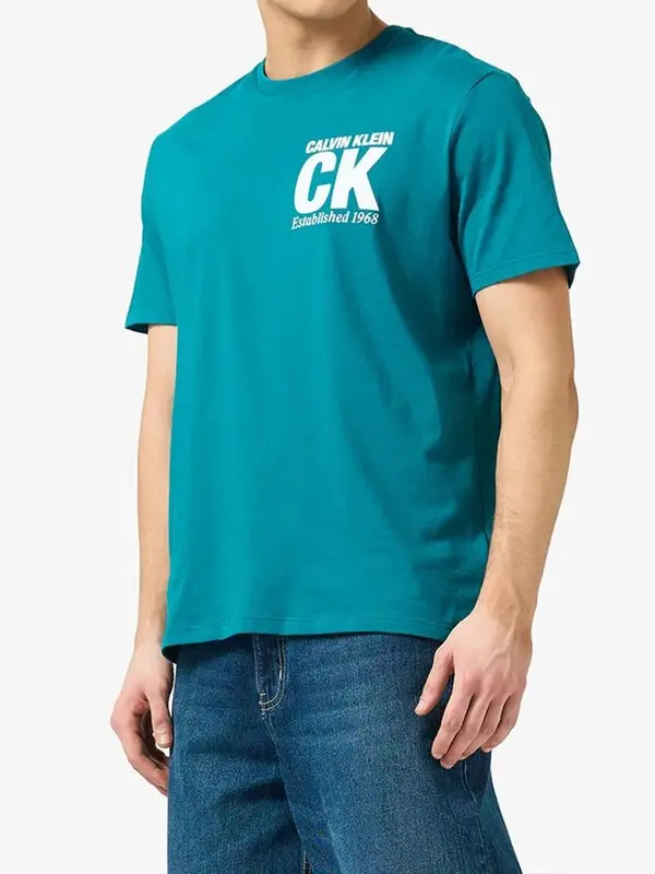 Calvin Klein T-shirt Ss 30s Whsl Sp Corner Graphic - Blue