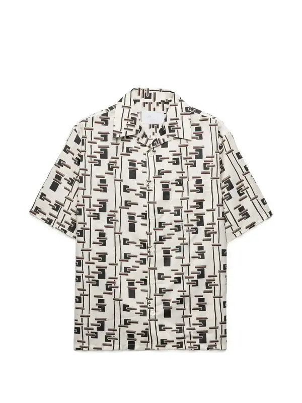 Prada Printed Cotton Blend Bowling Shirt - Beige