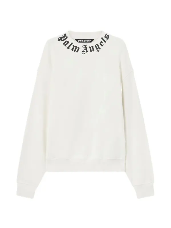 Palm Angels Neck Logo Regular Crew - White