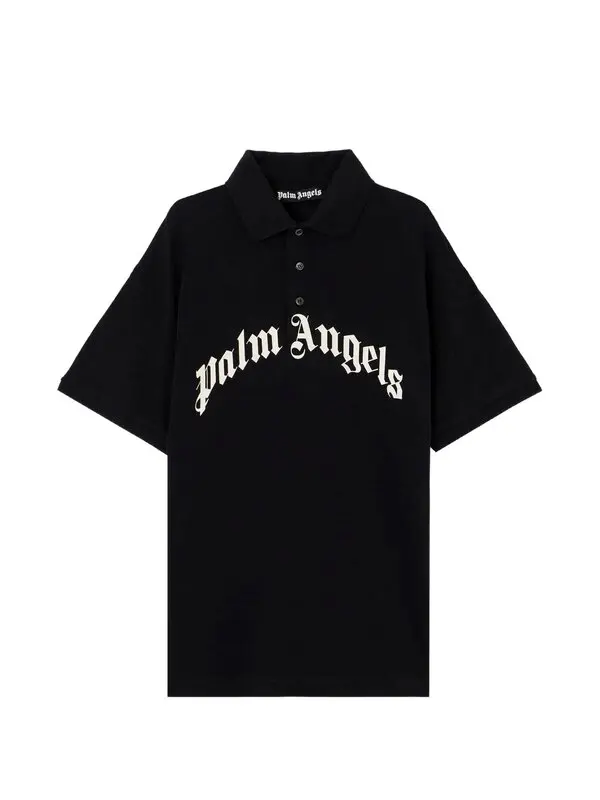 Palm Angels Curved Logo Polo S/s - Black