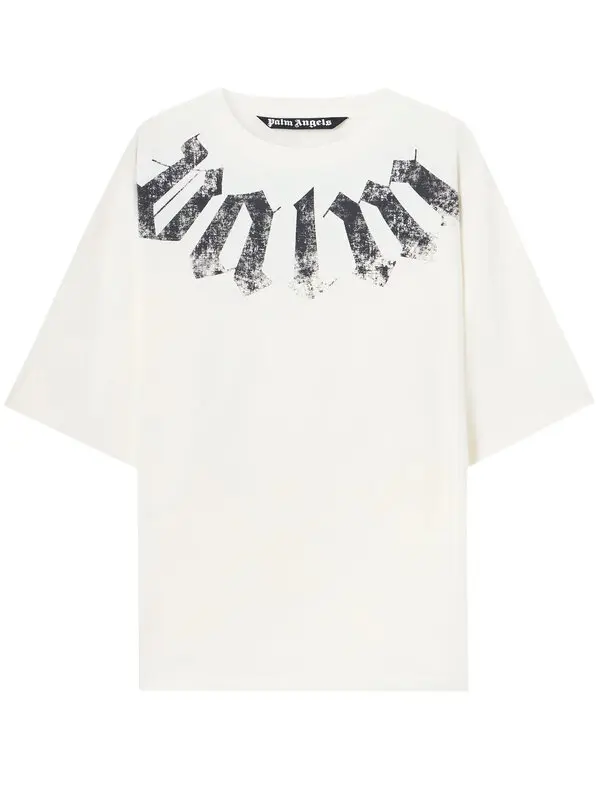 Palm Angels T-shirt Big Neck Logo Loose - White