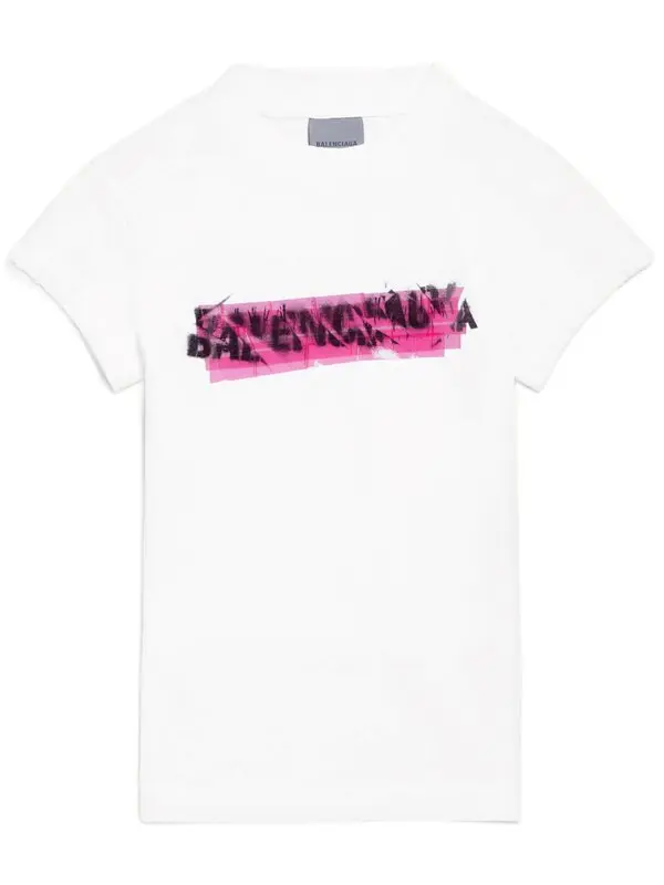 Balenciaga Graphic Print Cotton T-shirt - White