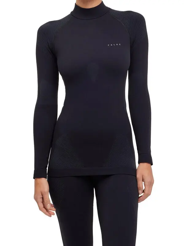 Falke Ribbed Turtleneck Long Sleeve Pullover - Black