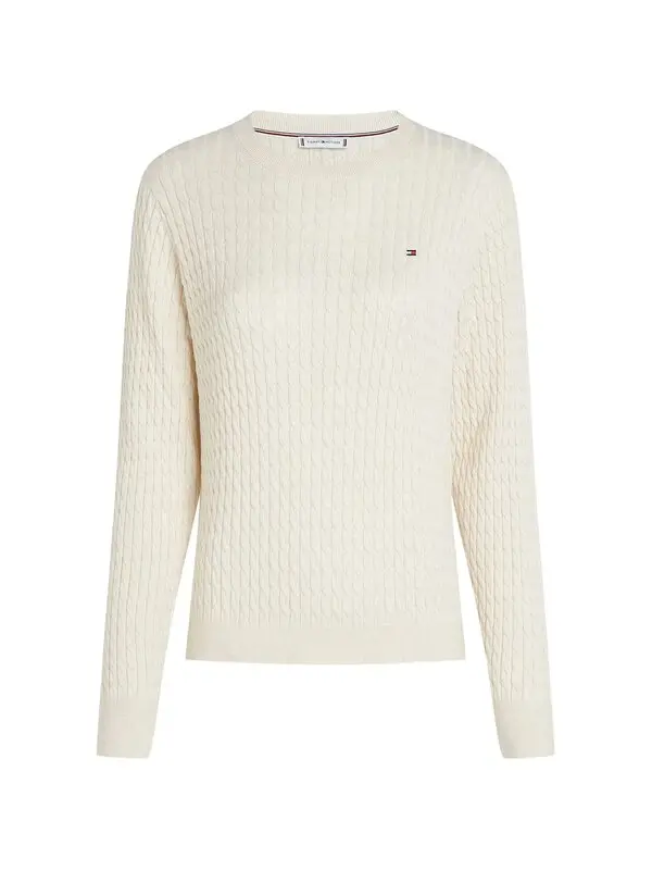 Tommy Hilfiger Sweater Co Cable Fine Gg C-nk Ls - White