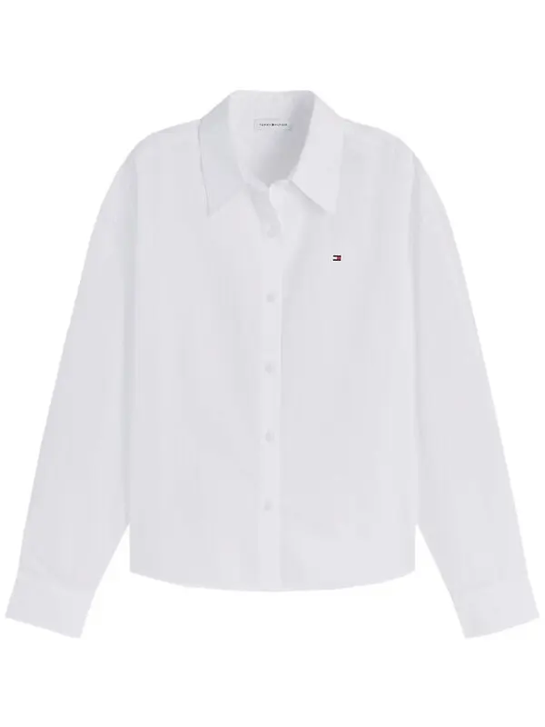 Tommy Hilfiger Boxy Long Sleeve Poplin Shirt - White