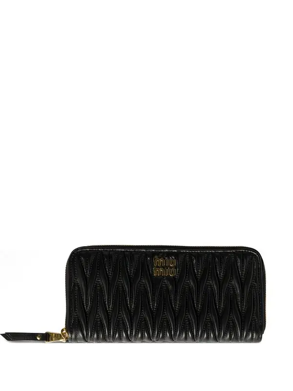 Miu Miu Large Nappa Quilted Wallet - Black