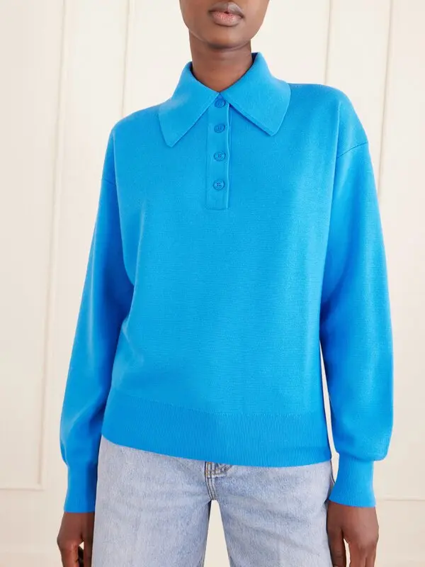 ALEMAIS Claudia Knitted Wool Polo Shirt