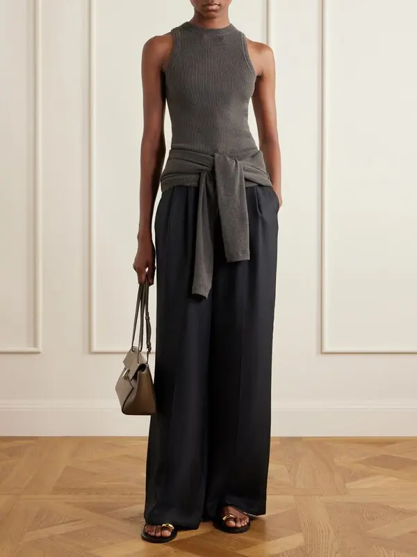 LISA YANG Amya Ribbed Cotton And Cashmere-blend Tank - Brown