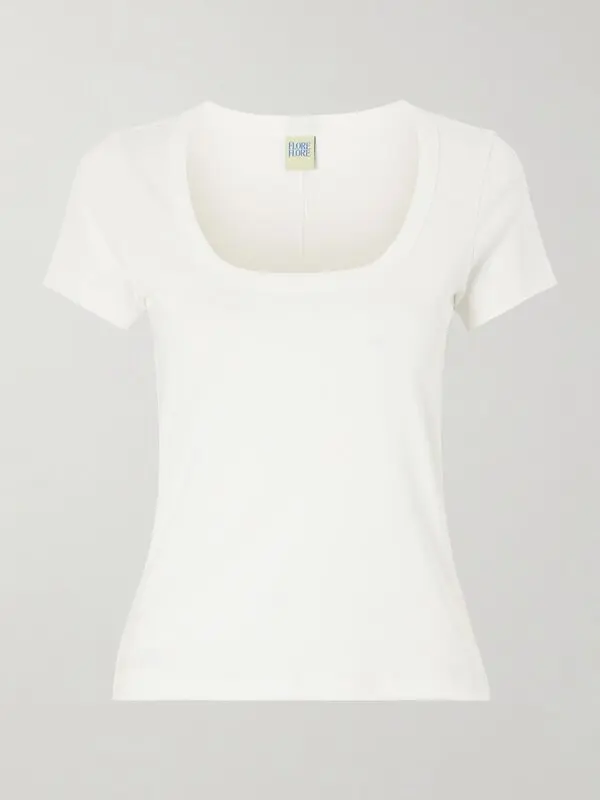 FLORE FLORE Organic Cotton-jersey 'lulu Baby Tee - White