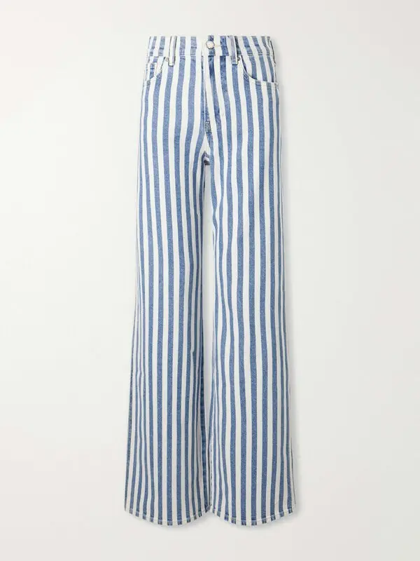 Veronica Beard Taylor Striped High-rise Wide-leg Jeans - Blue