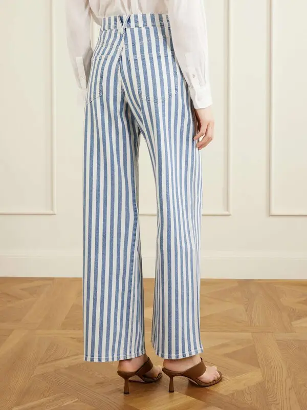 Veronica Beard Taylor Striped High-rise Wide-leg Jeans