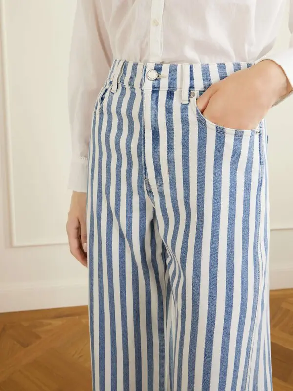 Veronica Beard Taylor Striped High-rise Wide-leg Jeans