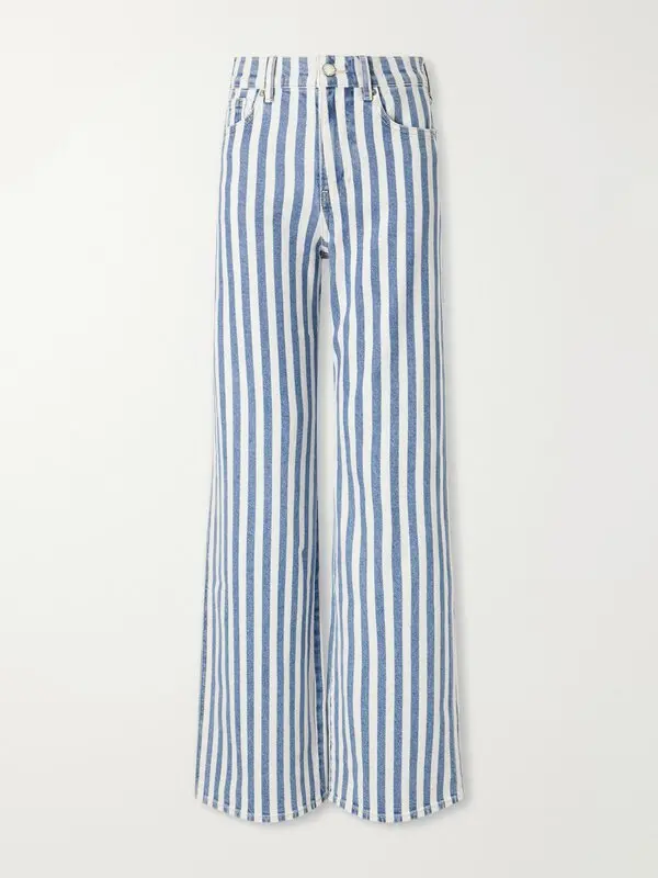 Veronica Beard Taylor Striped High-rise Wide-leg Jeans - Blue