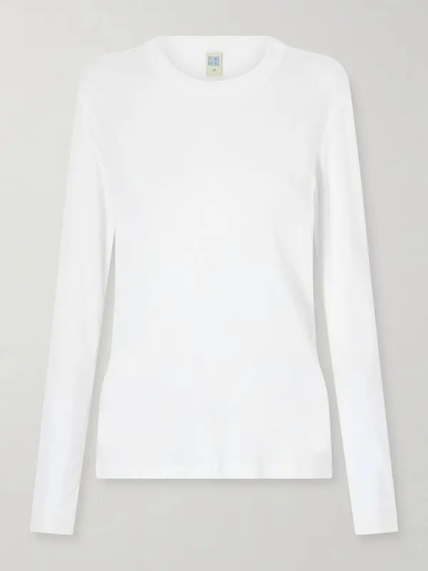 FLORE FLORE Sophie Organic Cotton-jersey Long Sleeve T-shirt - White