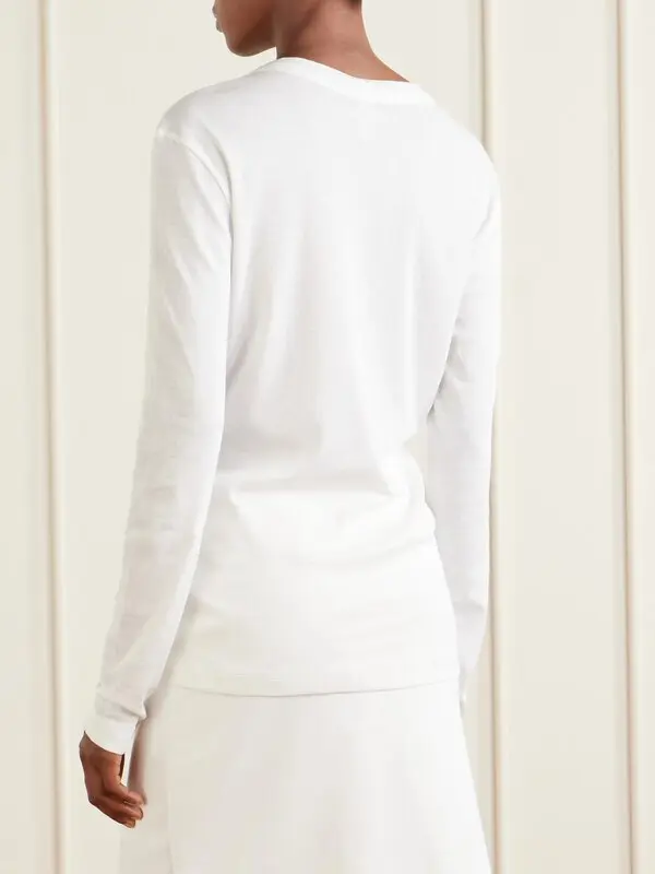 FLORE FLORE Sophie Organic Cotton-jersey Long Sleeve T-shirt - White