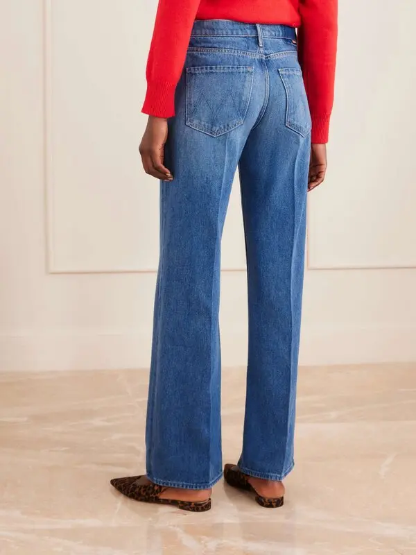 MOTHER The Mid Rise Lasso Sneak Straight-leg Jeans - Dark Denim