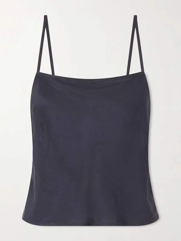 LESET Daniel Satin Top - Navy