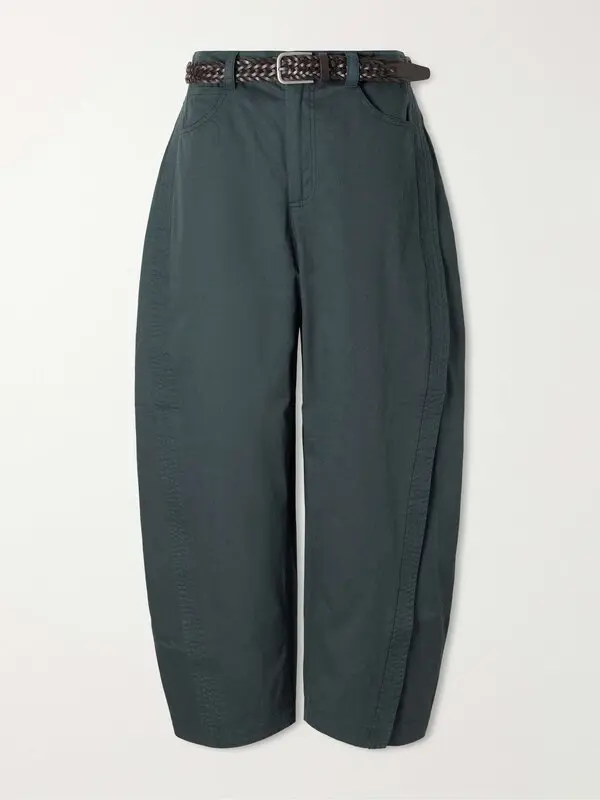 Sea Odessa Belted Cotton Wide-leg Pants - Green