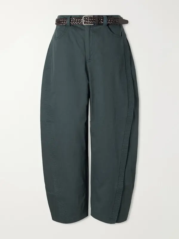 Sea Odessa Belted Cotton Wide-leg Pants - Green