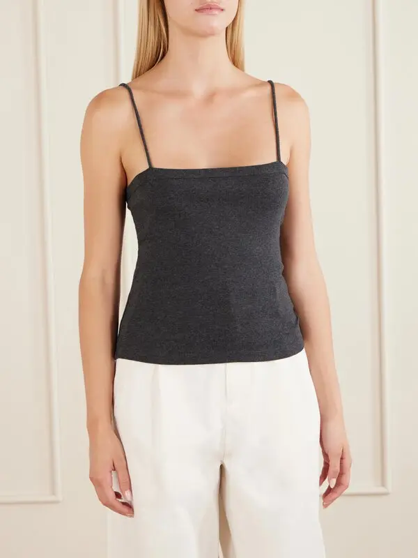 ST. AGNI Organic Cotton-jersey Square Neck Tank - Gray