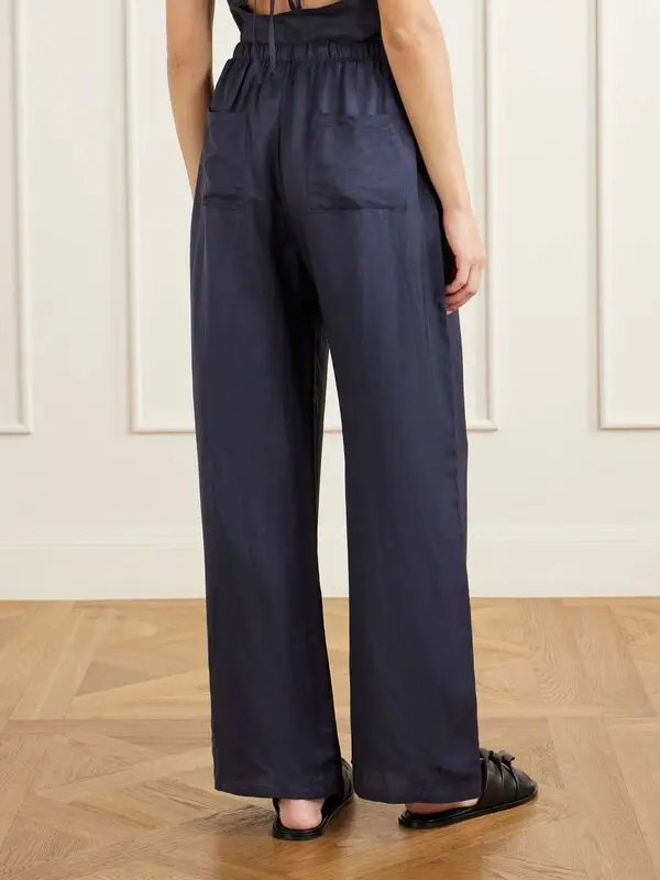 LESET Daniel Satin Wide-leg Pants