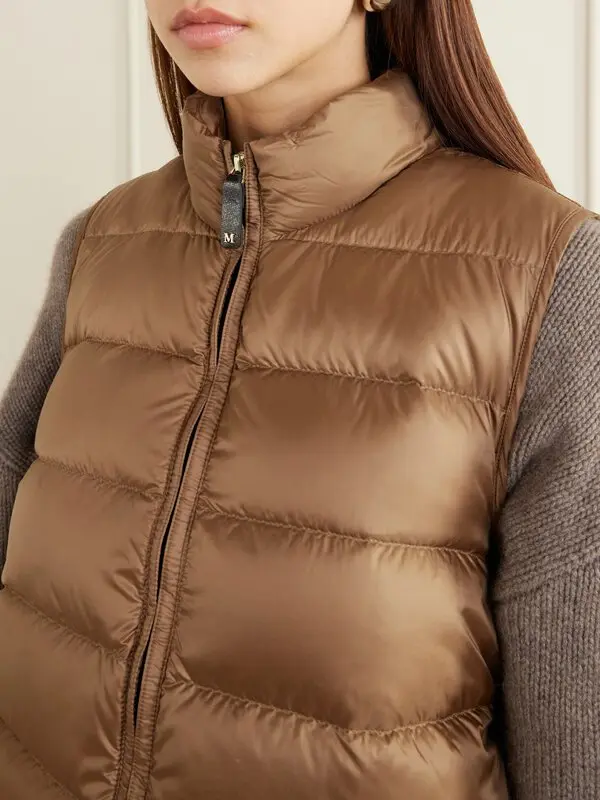 Max Mara Quilted Shell Vest - Light Brown