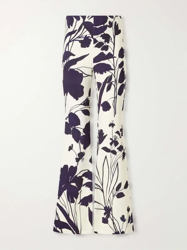 Cara Cara Pisa Floral-print Stretch-crepe Wide-leg Pants - Ivory