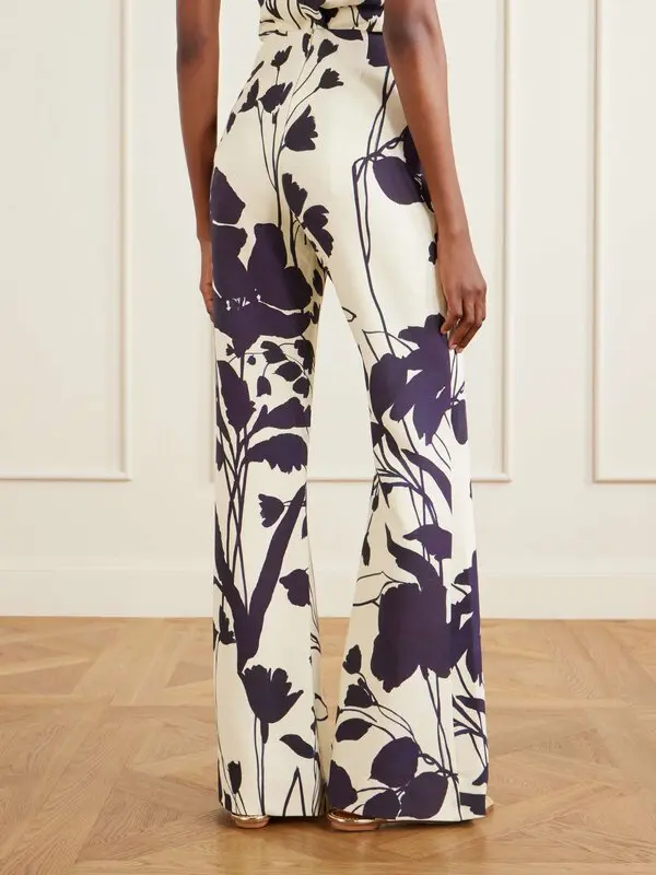 Cara Cara Pisa Floral-print Stretch-crepe Wide-leg Pants