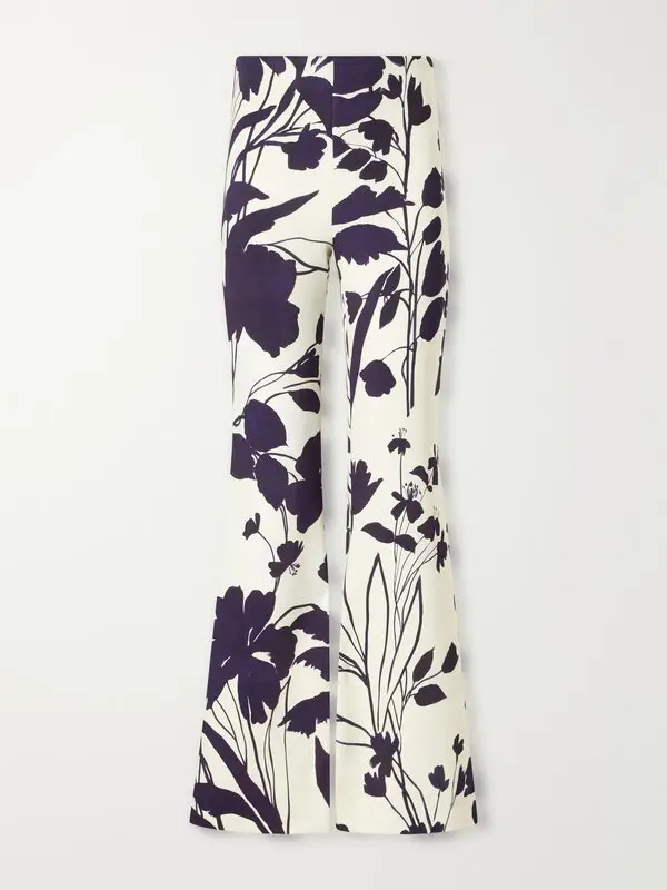 Cara Cara Pisa Floral-print Stretch-crepe Wide-leg Pants - Ivory