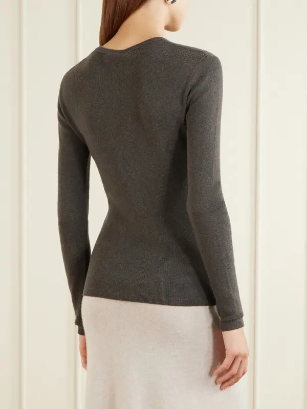LISA YANG Vivian Cotton And Cashmere-blend T-shirt - Brown
