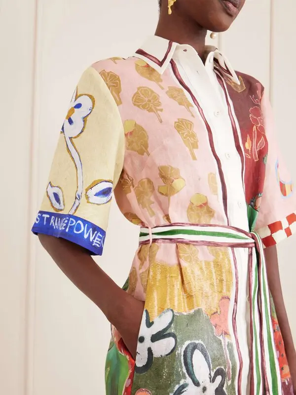 ALEMAIS Tangible Love Belted Printed Linen Mini Dress