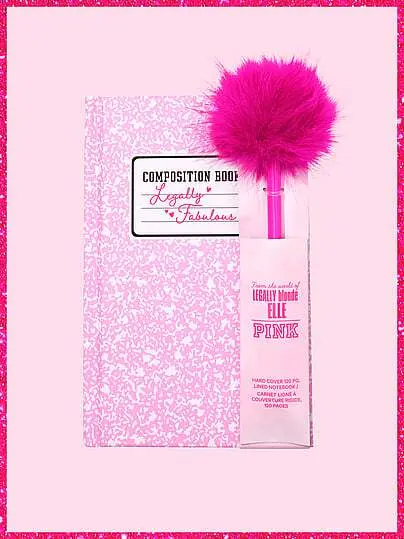 Pink Elle Notebook & Fuzzy Pen Set - Print