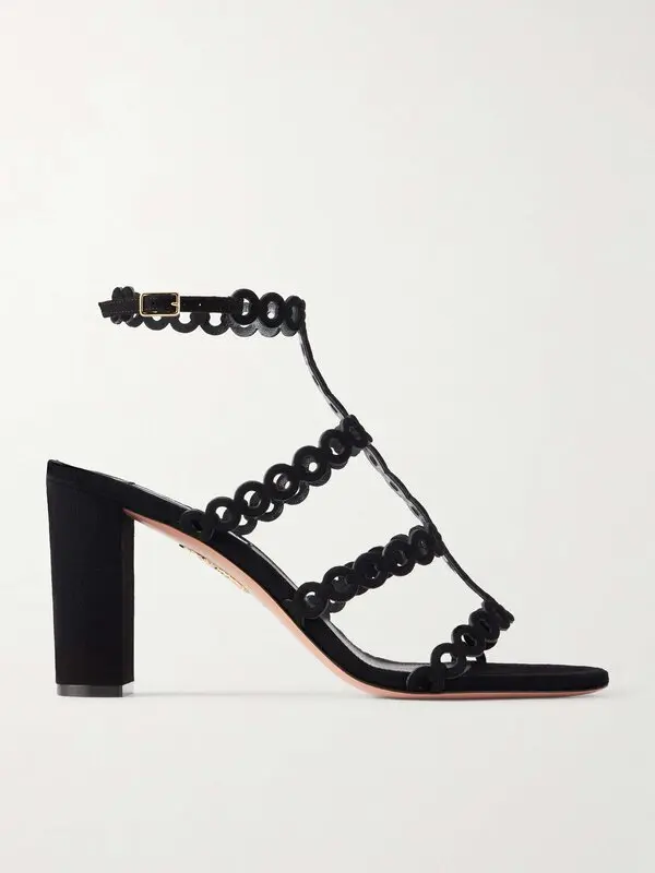 AQUAZZURA Infinity Chain 85 Cutout Suede Sandals