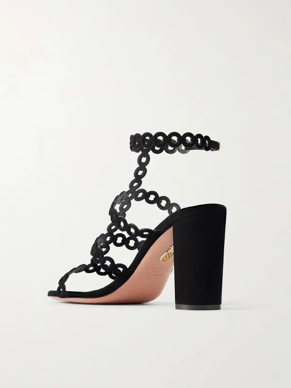 AQUAZZURA Infinity Chain 85 Cutout Suede Sandals