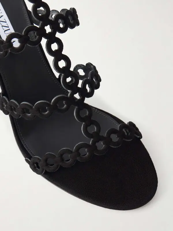 AQUAZZURA Infinity Chain 85 Cutout Suede Sandals