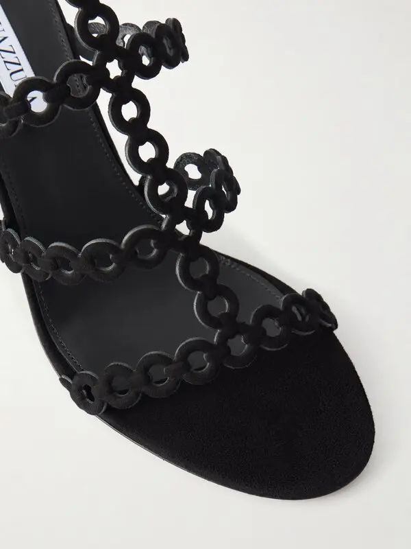 AQUAZZURA Infinity Chain 85 Cutout Suede Sandals
