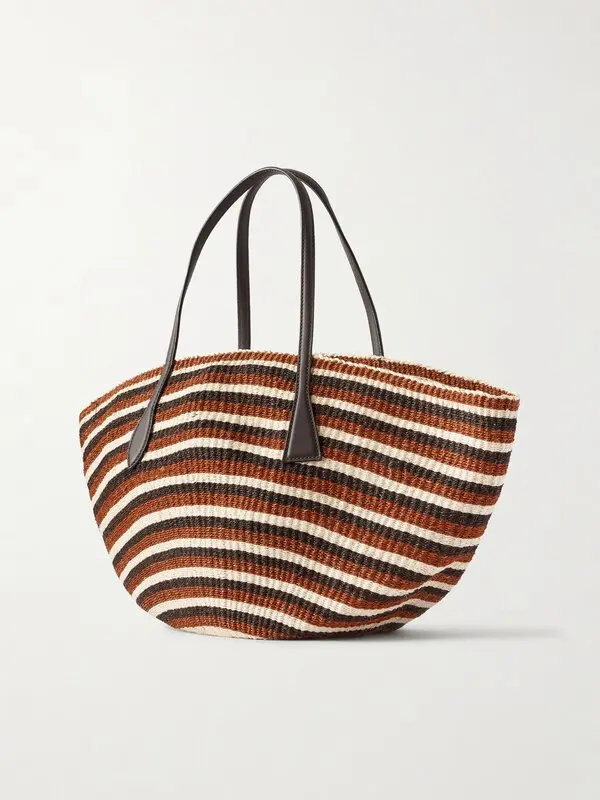 LIFFNER Sprout Striped Leather-trimmed Sisal Tote