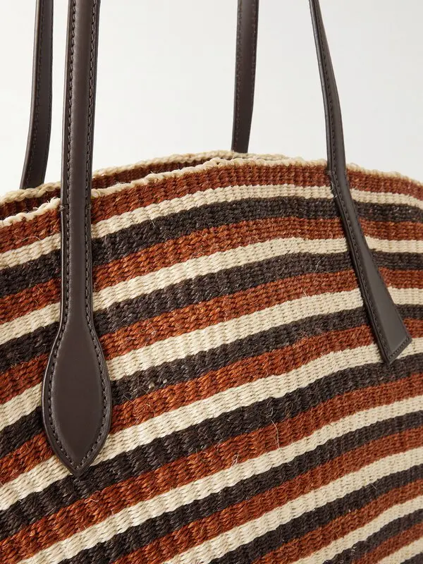 LIFFNER Sprout Striped Leather-trimmed Sisal Tote