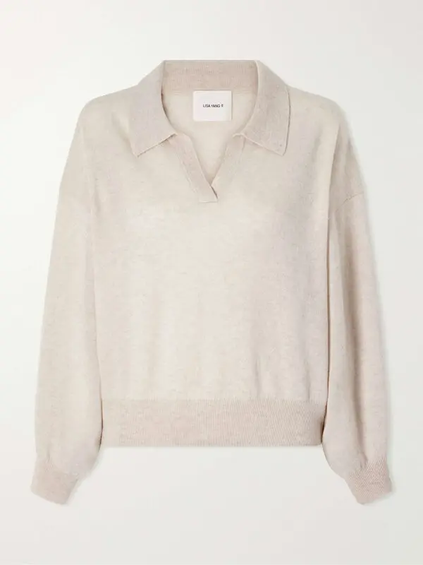 LISA YANG Katriel Cashmere Polo Sweater - Cream