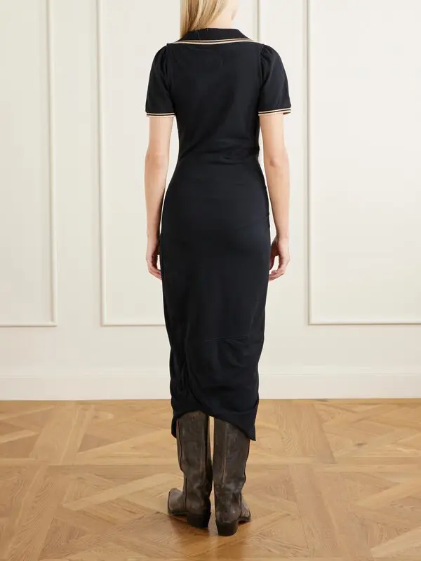 VIVIENNE WESTWOOD Long Monday Pulling" Ruched Cotton-piqué Midi Dress